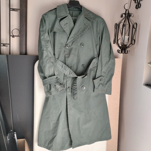 Jackets & Coats | Mens Vintage Belted Double Breasted Army Raincoat Sz ...